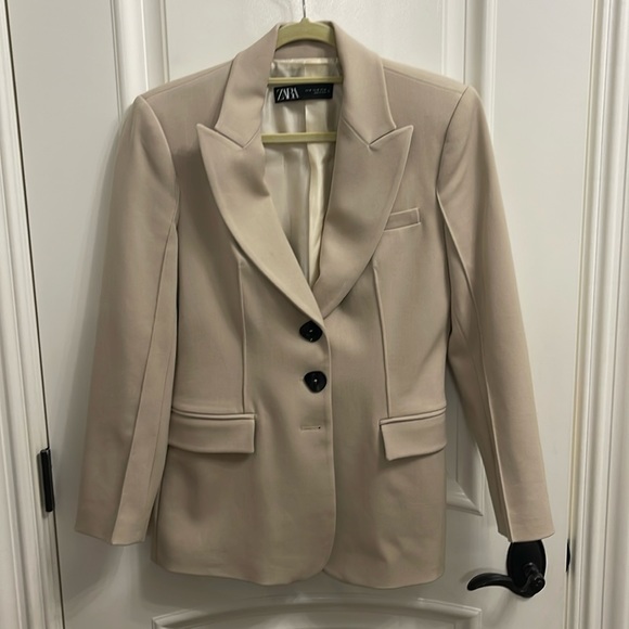 Zara | Jackets & Coats | Zara Tan Blazer | Poshmark
